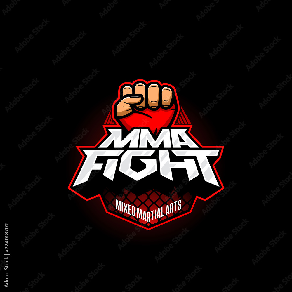 MMA fight logo. Mixed martial arts vector logotype. Mix fight logo ...
