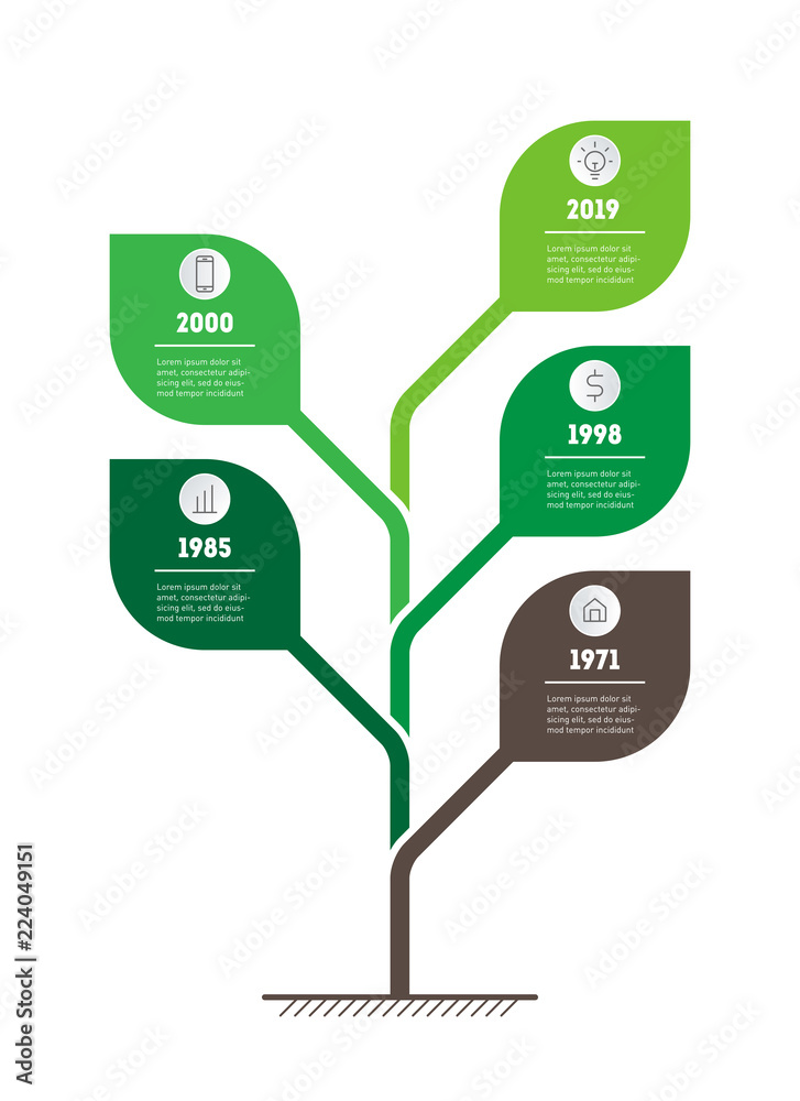 Vertical Time line infographics. The sustainable development and growth ...