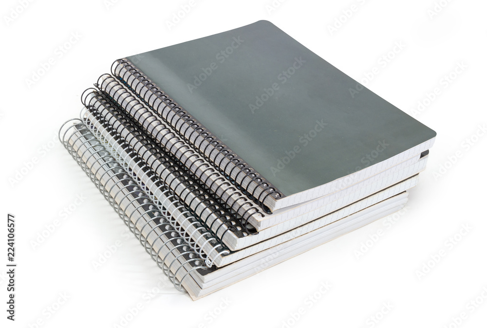 Stack of the different exercise books with wire spiral binding Stock ...