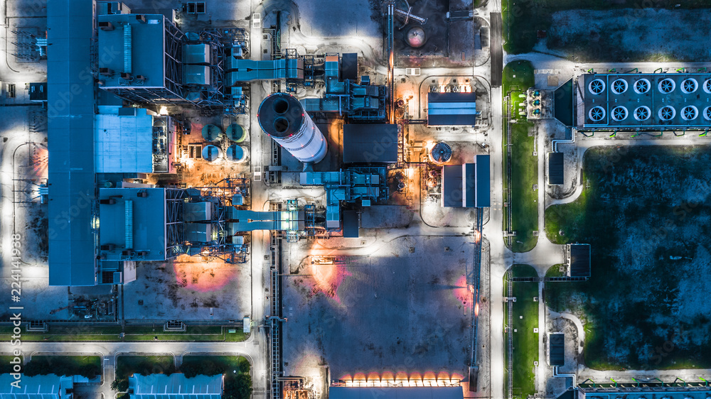Aerial view power plant architecture building, Combined cycle power ...