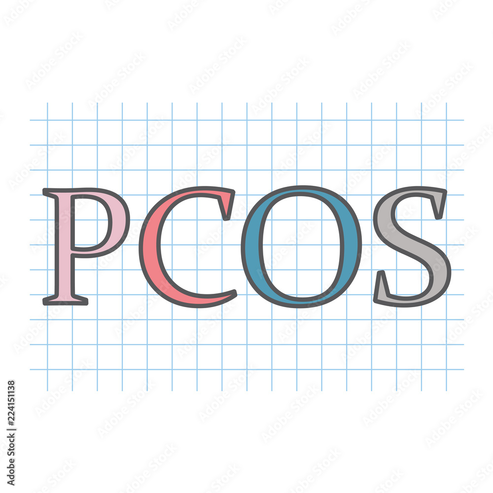 PCOS (Polycystic ovary syndrome) acronym written on checkered paper ...