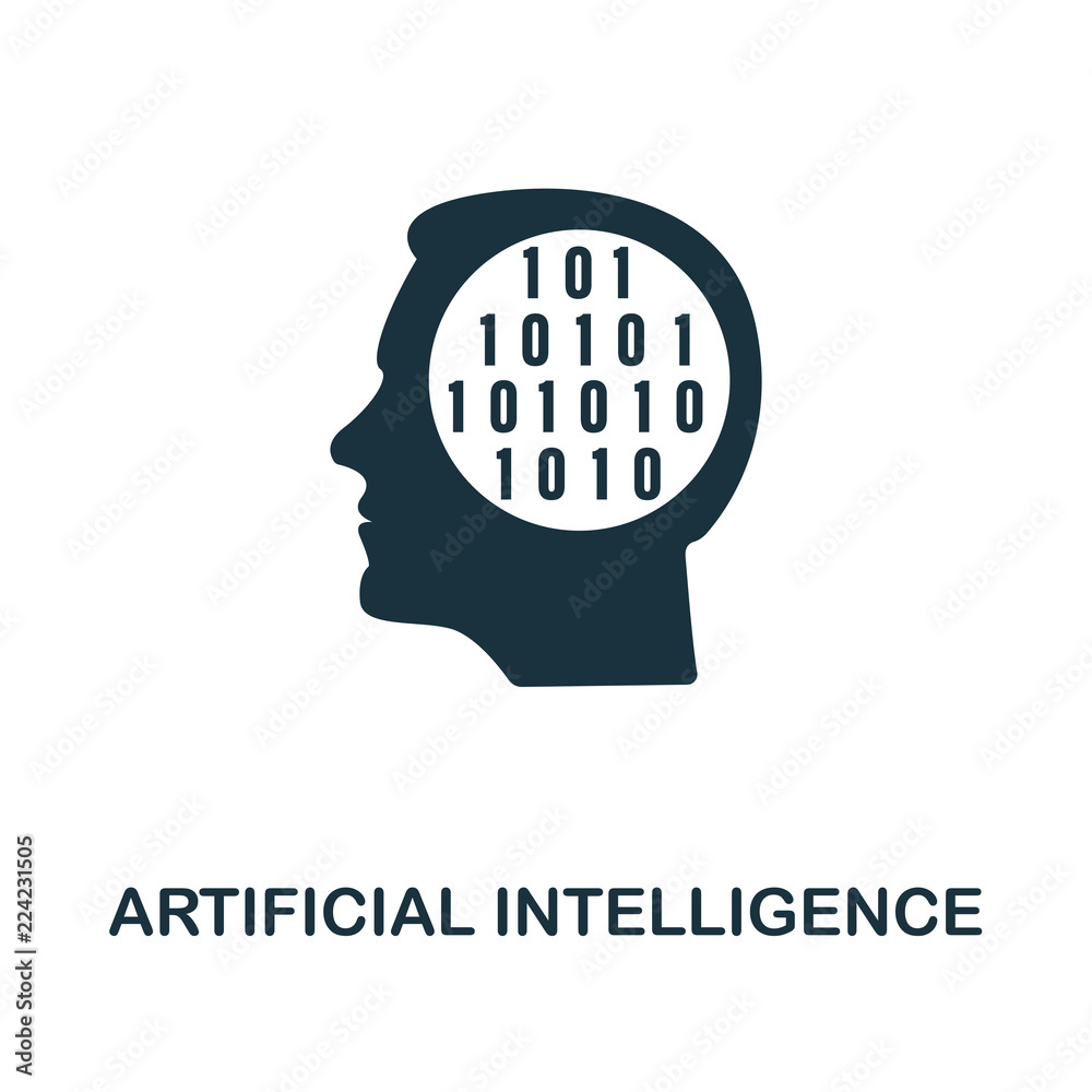 Artificial Intelligence icon. Monochrome style design from machine learning icon collection. UI ...