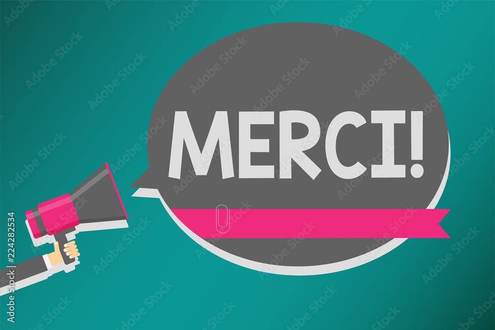 Illustration Stock Word writing text Merci. Business concept for ...