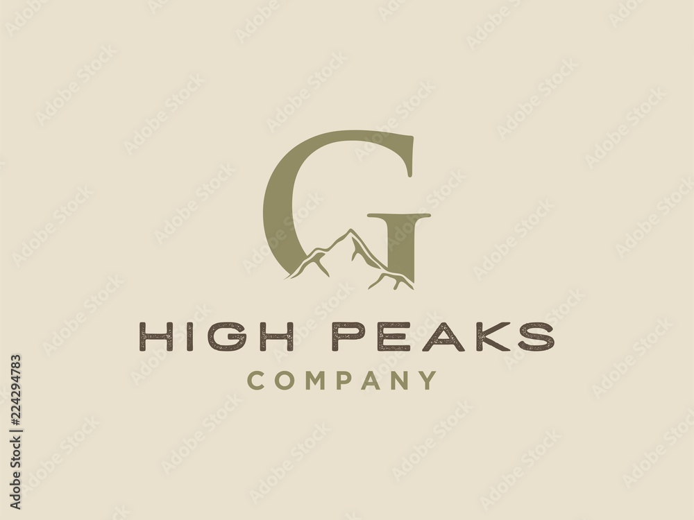 initial G Mountain logo Designs Inspiration Stock Vector | Adobe Stock