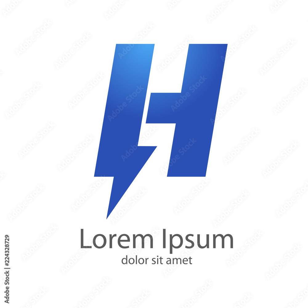 Logotipo letra H estilo rayo color azul Stock Vector | Adobe Stock