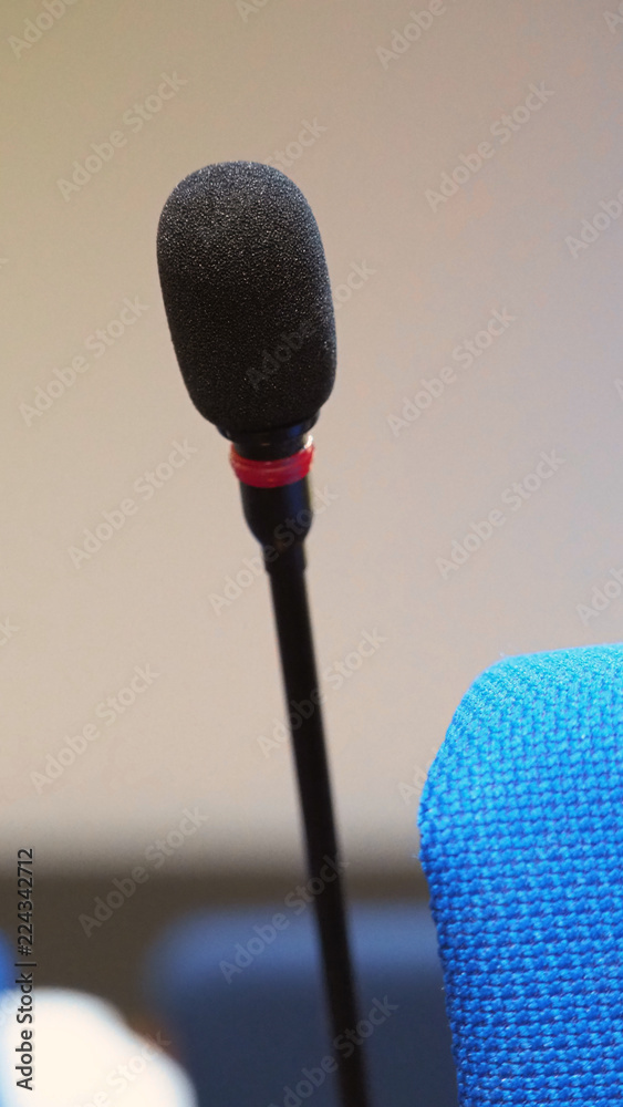 Mini microphone speaker in conference hall for speech in business ...