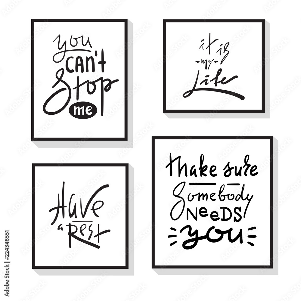 Set of inspire and motivational quotes. Hand drawn beautiful ...