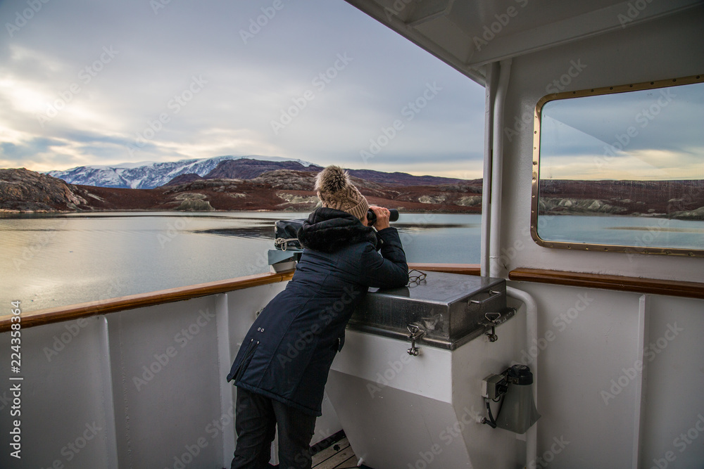 expedition participants is spotting the massive Icebergs floating in ...