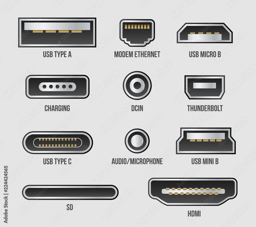 Creative vector illustration of usb computer universal connectors icon ...