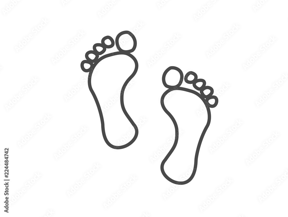 Human footprint. Black silhouette of man footprints. Vector icons ...