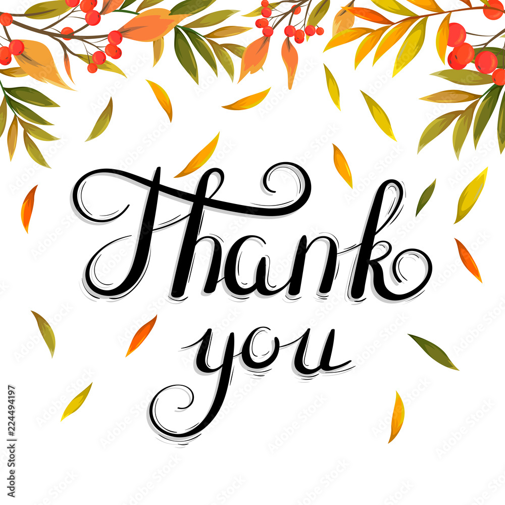 Thank you. Illustration with autumn leaf fall Stock Vector | Adobe Stock