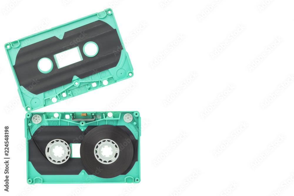 Tape cassette split isolated on white background Stock Photo | Adobe Stock