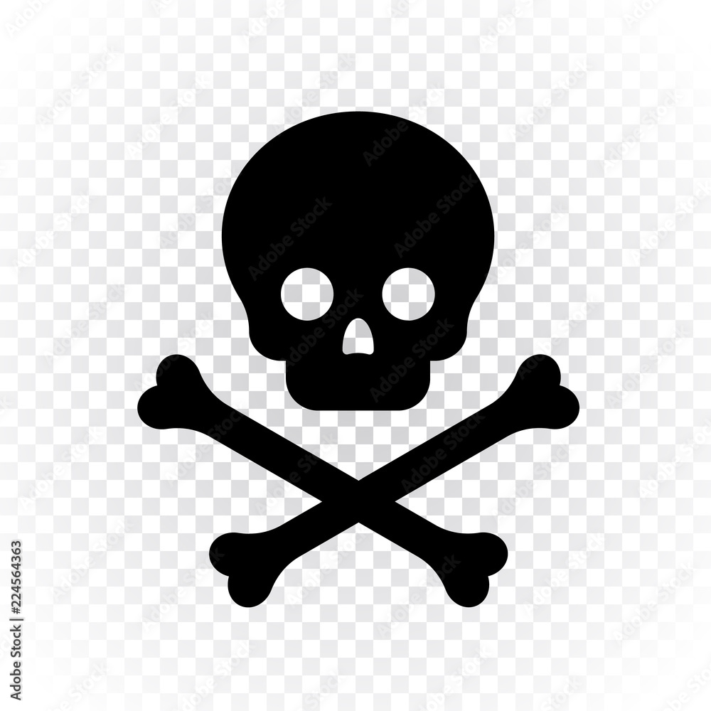 Vector illustration of skeleton skull with crossed bones. Simple black ...