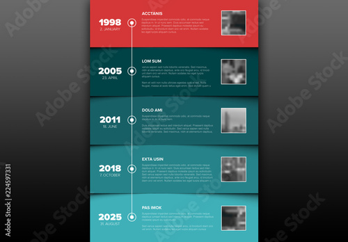 Timeline Infographic Layout with Color Blocked Sections. Buy this stock ...