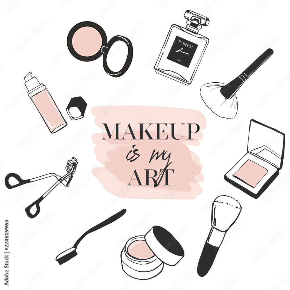 Poster Makeup is my art with Hand drawn makeup cosmetics: Hand drawn ...