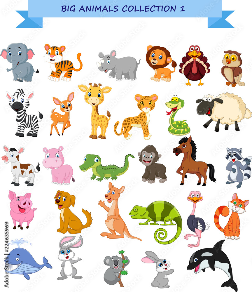 Big animals collection set Stock Vector | Adobe Stock