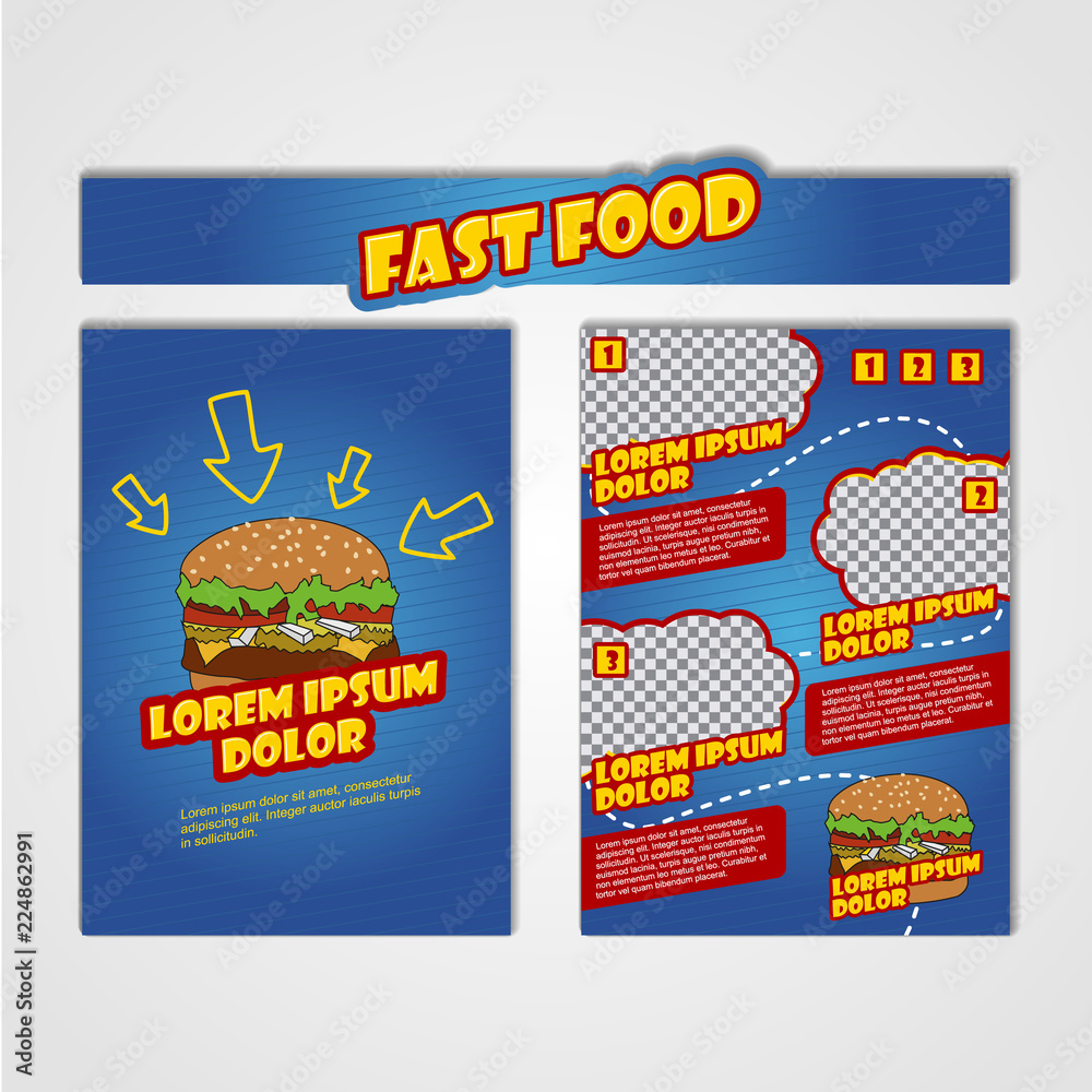 Fast food flyer design vector template in A4 size. Brochure and Layout ...