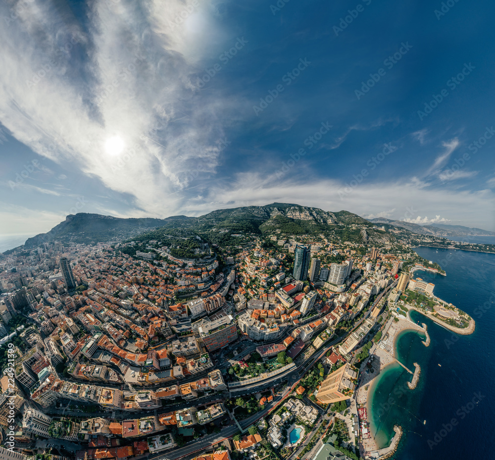 Mountains in Monaco Monte-Carlo city riviera Drone summer photo Air 360 ...