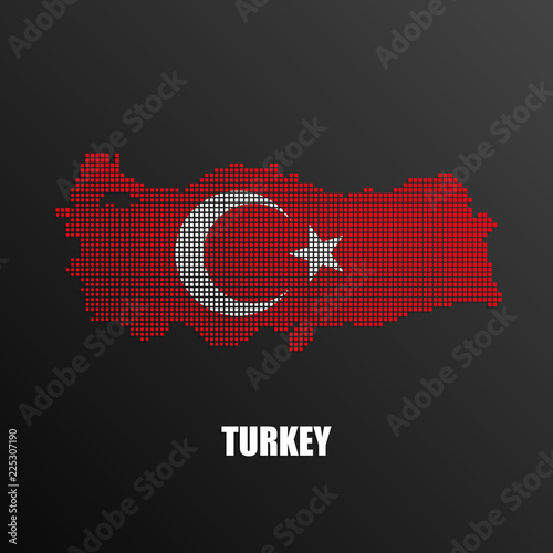 Pixelated map of Turkey with national flag Stock Vector | Adobe Stock