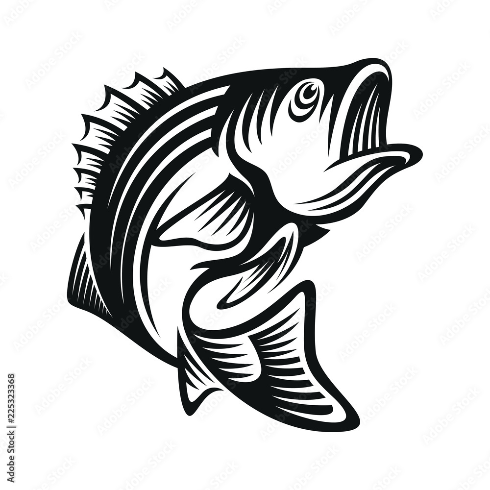 bass fish icons isolated on white background. Design element for logo ...