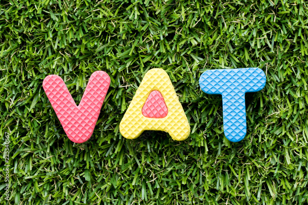 Color alphabet letter in word VAT (Abberviation of Value added tax) on ...