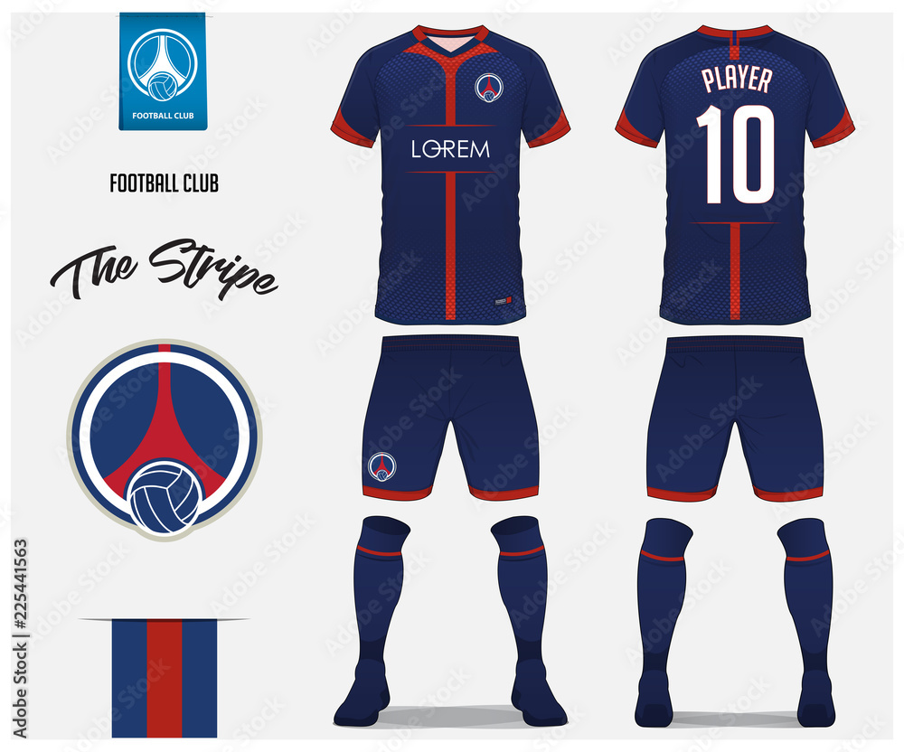 Soccer jersey or football kit template design for football club. Blue ...