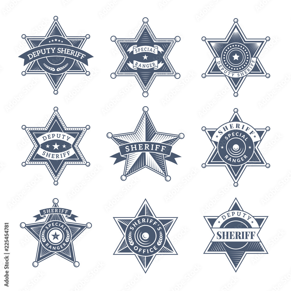 Vektor Security sheriff badges. Police shield and officers logo texas ...