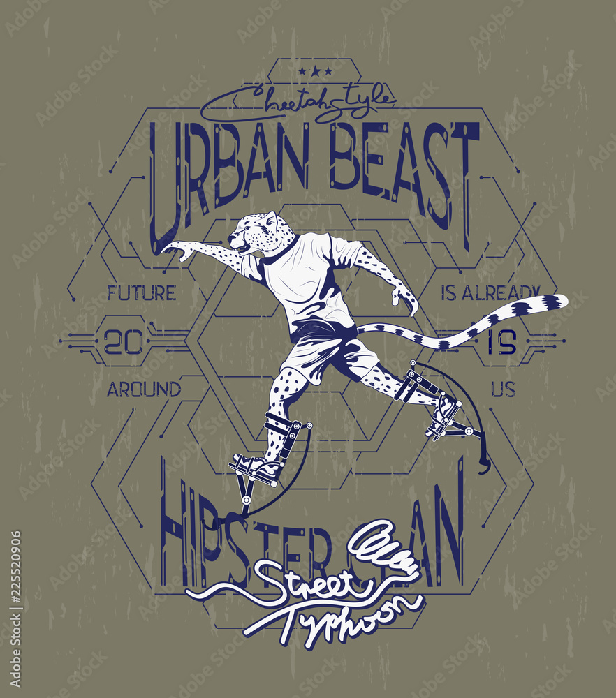 The slogan with the Cheetah. Logo for t-shirt. Image for printing on a ...