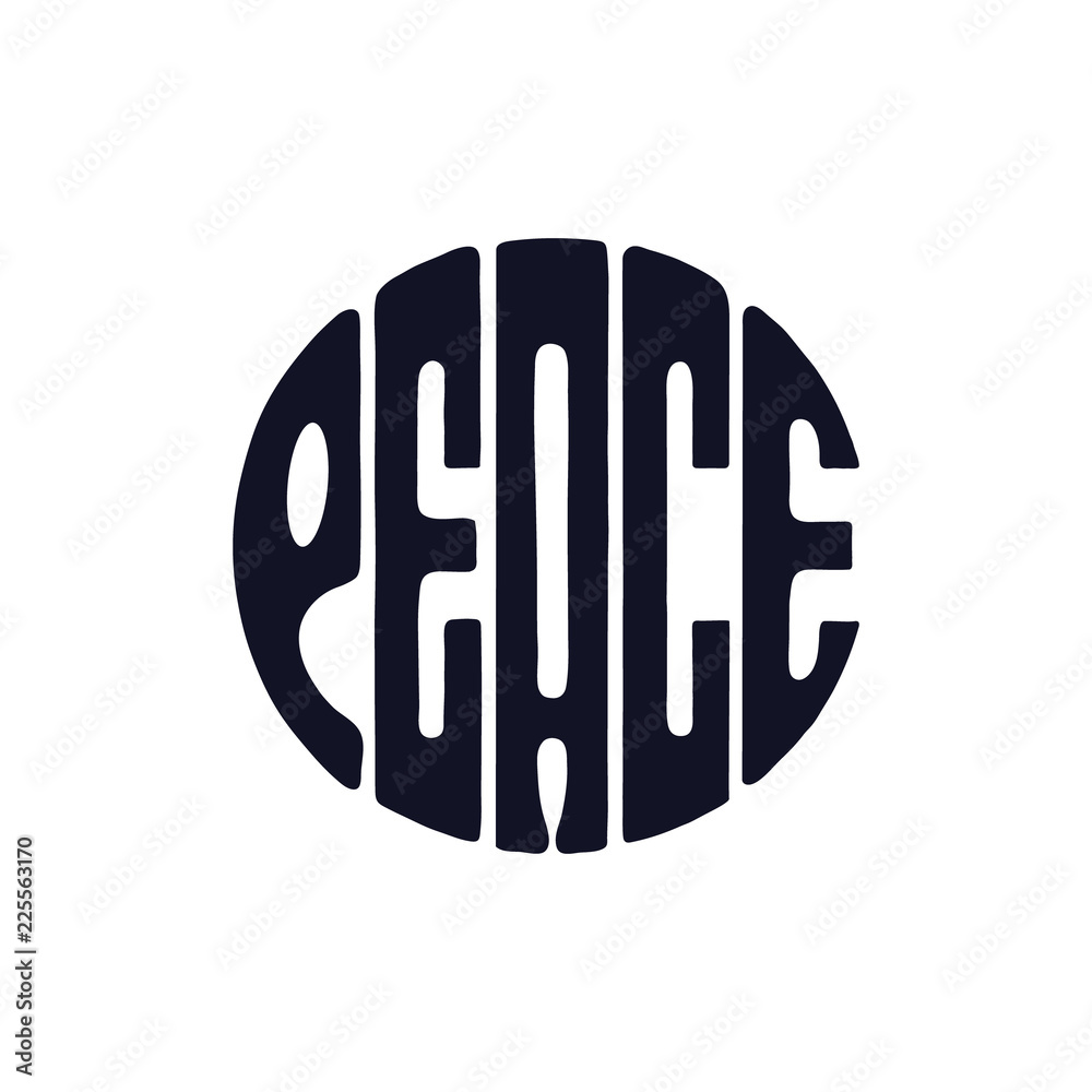 Hand drawn word peace in circular shape. Simple design. Stock Vector ...