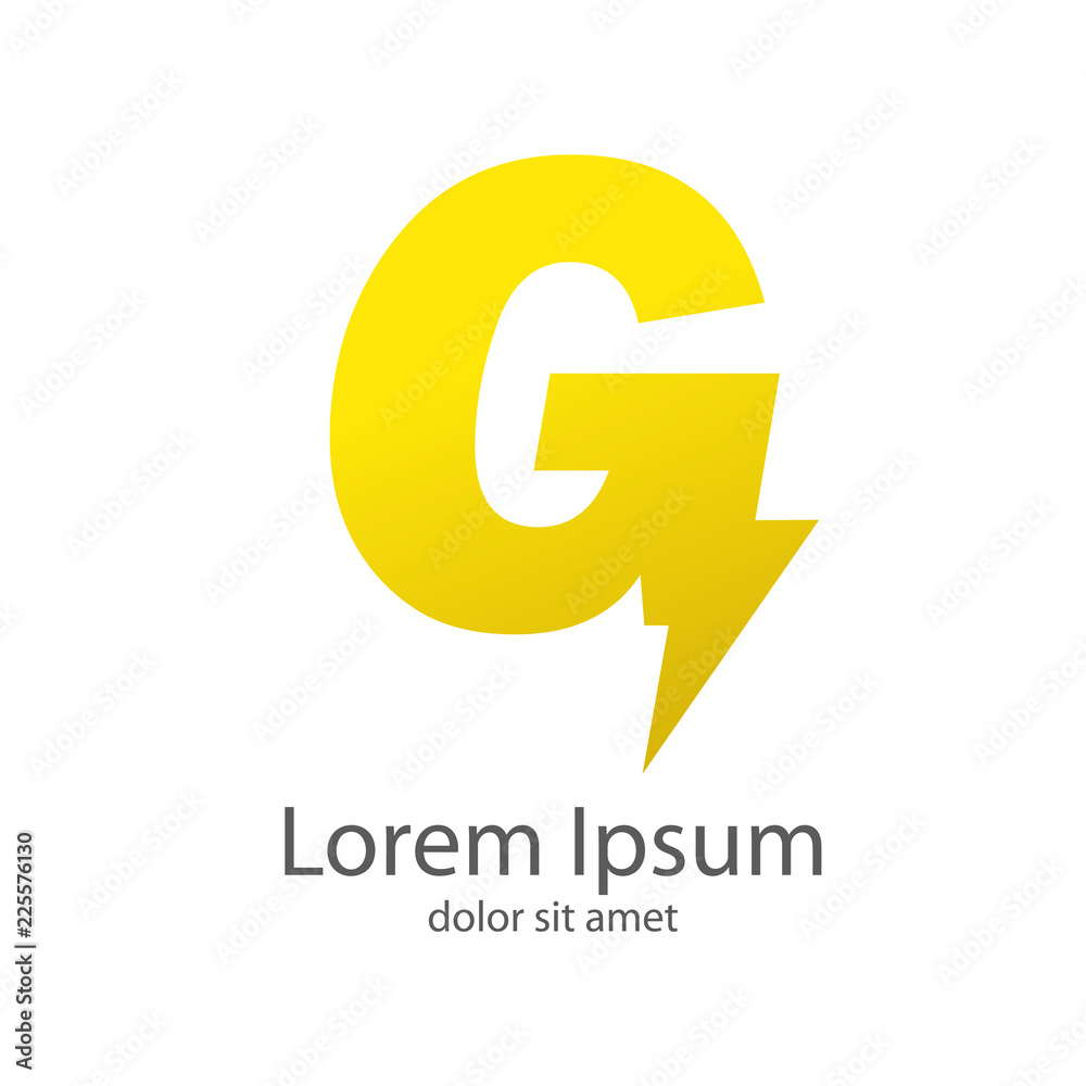 Logotipo letra G estilo rayo color amarillo Stock Vector | Adobe Stock