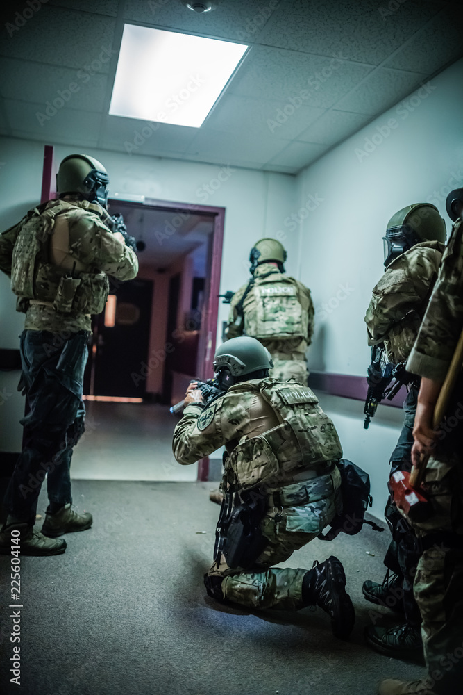 Tactical Team Training in an Abandoned Hospital Stock Photo | Adobe Stock