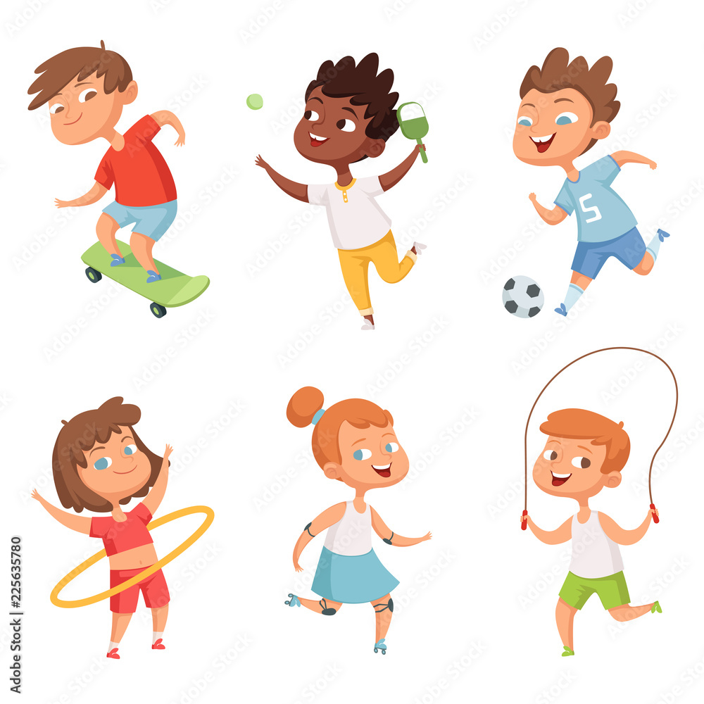 Kids Being Active Cartoon