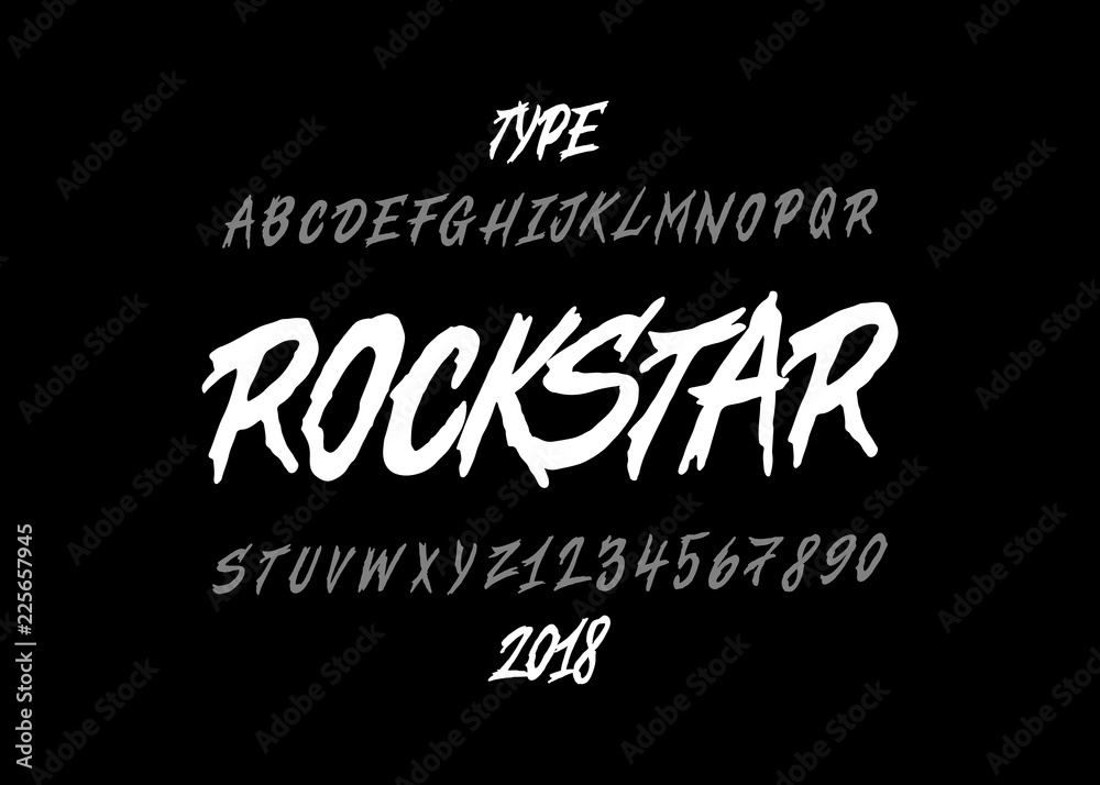 Rockstar font. Brush type face. Vector typography illustration ...
