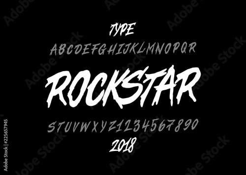Rockstar font. Brush type face. Vector typography illustration ...