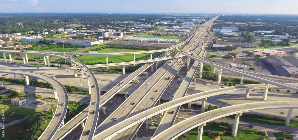Stock-Foto „Panorama horizontal aerial view massive highway ...