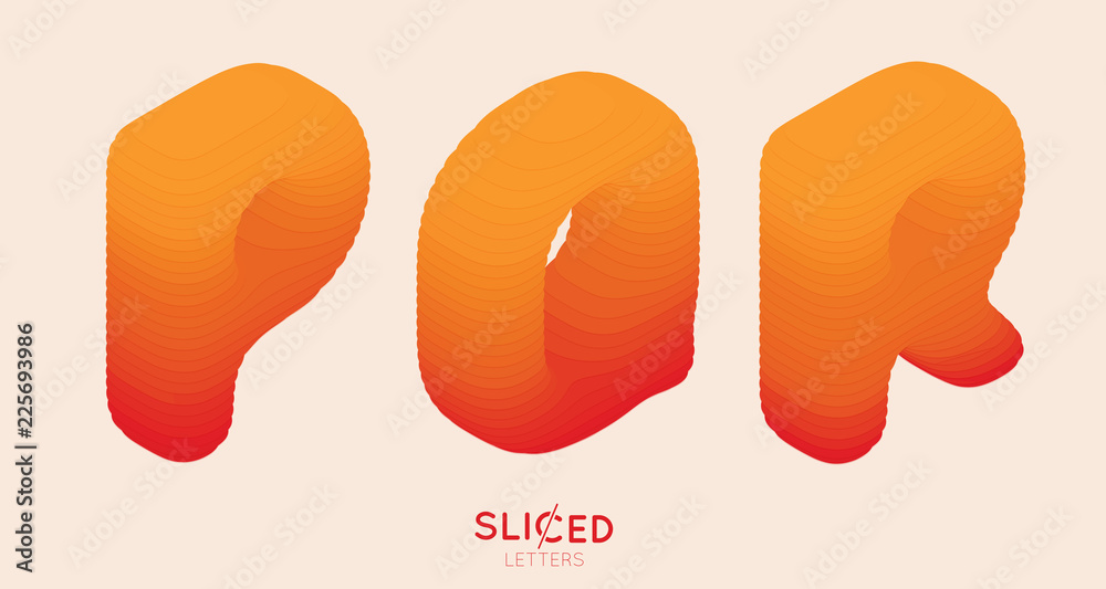 Vector de Stock Abstract paper cut sliced letters with color gradient ...