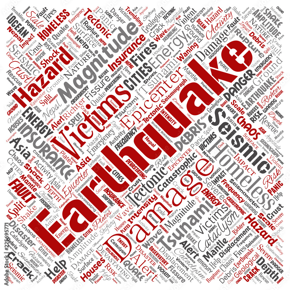 Vector de Stock Vector conceptual earthquake activity square red word ...