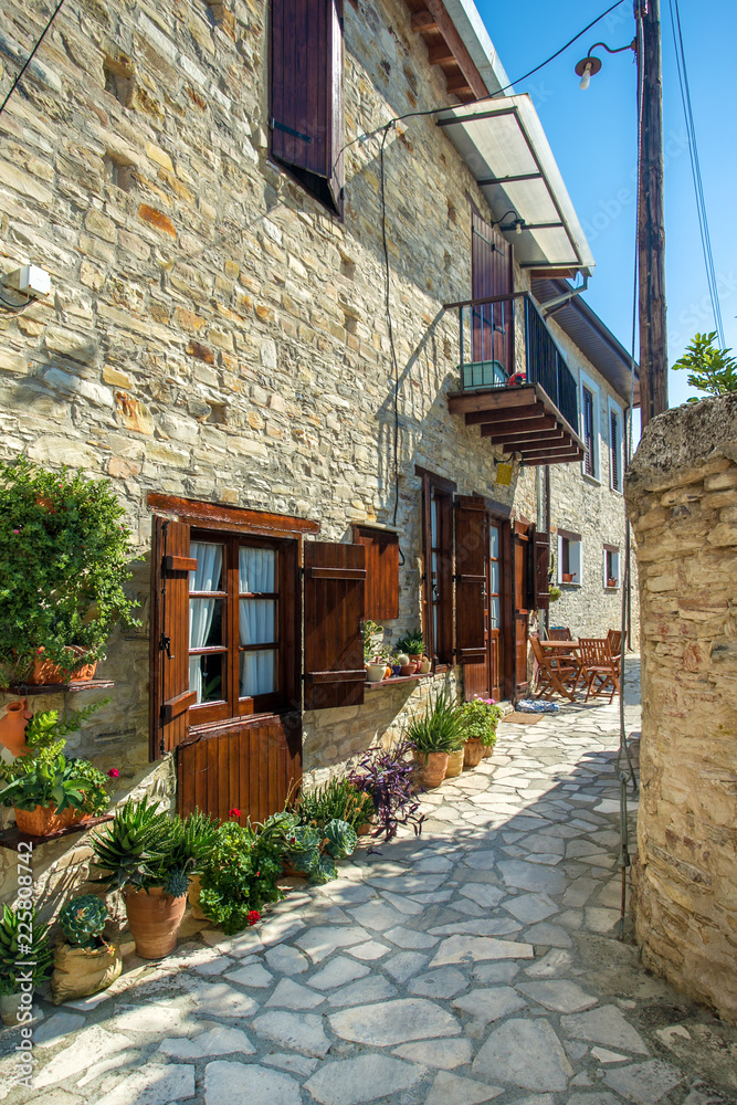 Beautiful streets and houses of old traditional villages of Cyprus ...
