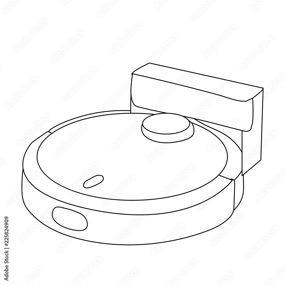 sketch cleaning, robot vacuum cleaner Stock Vector | Adobe Stock