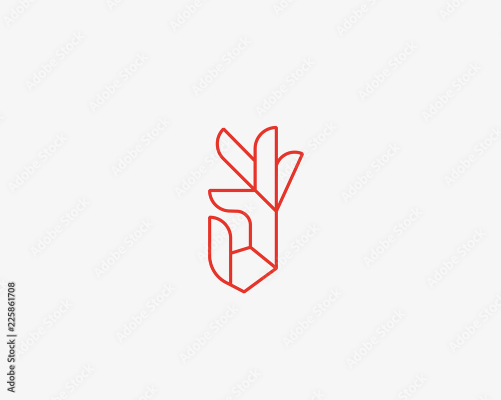 Hand palm Ok linear vector logo design. Stock Vector | Adobe Stock
