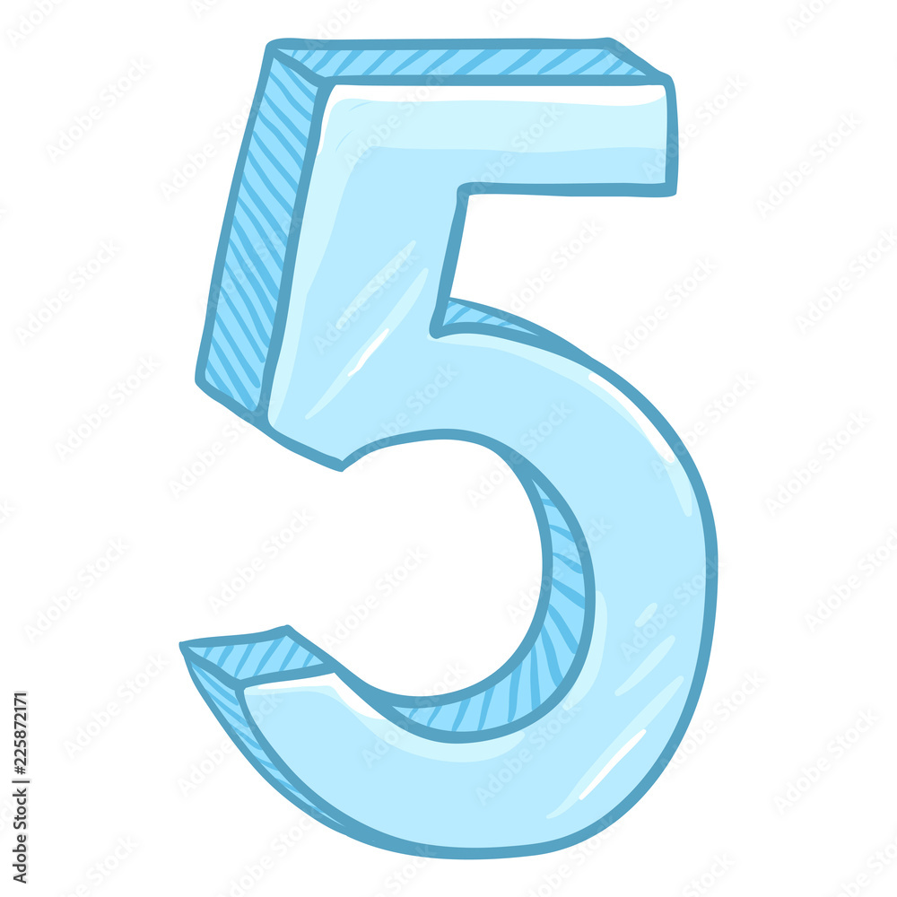 Vector Cartoon Illustration - Number Five. The Figure of 5. Stock ...