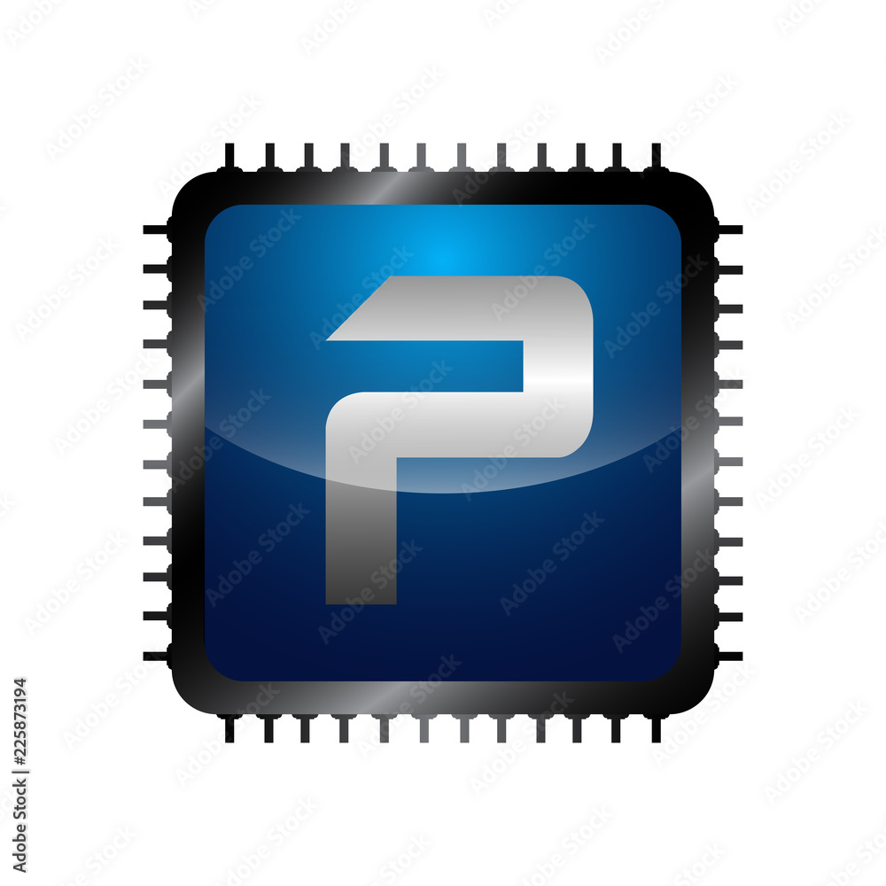 Letter P icon. Technology Smart logo, computer and data related ...
