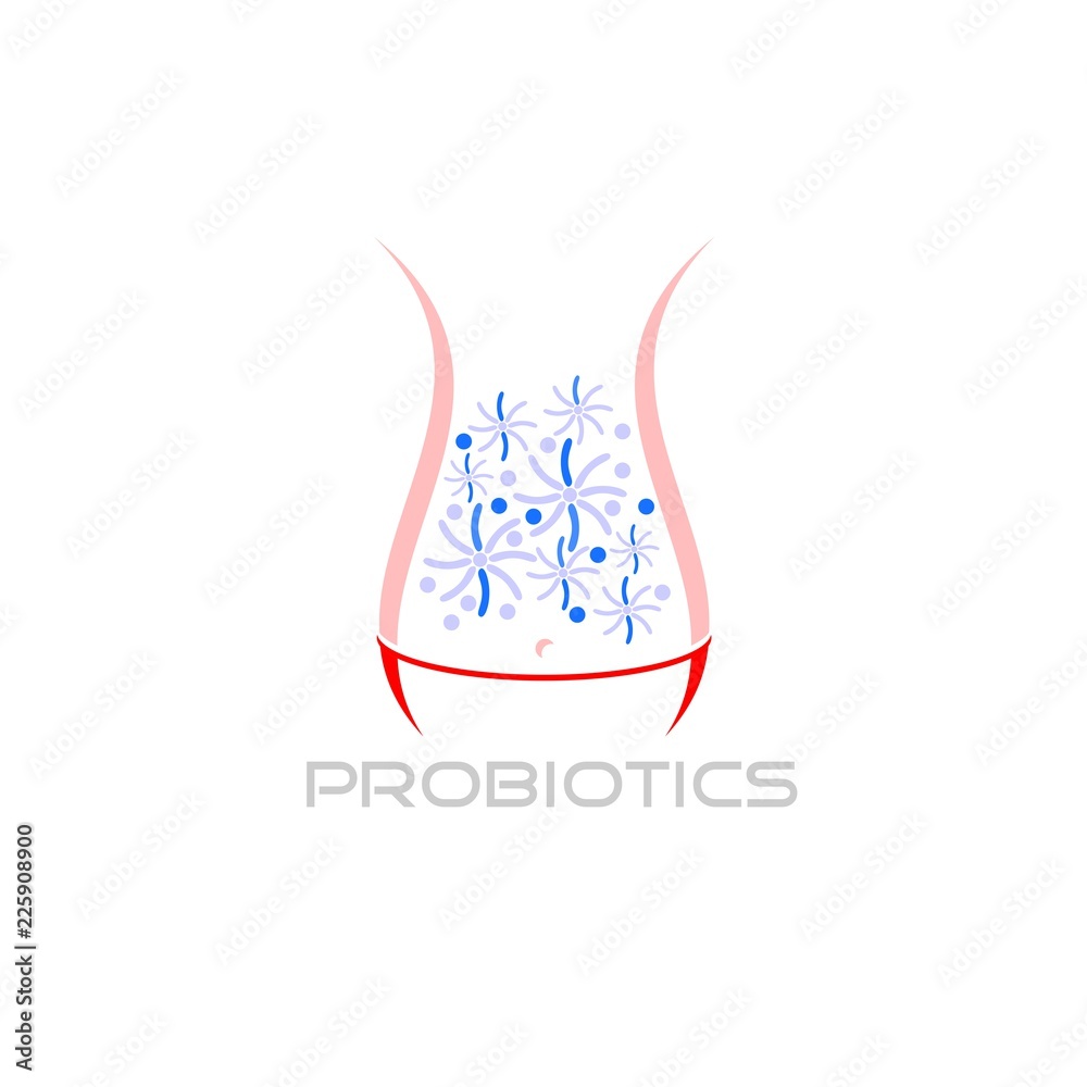 Probiotics logo. Bacteria logo. Concept of healthy nutrition ingredient ...