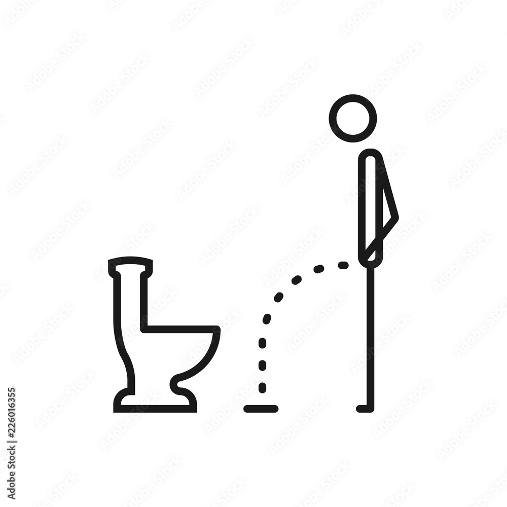 WC, funny symbol. Man or gentleman peeing in toilet. Vector ...