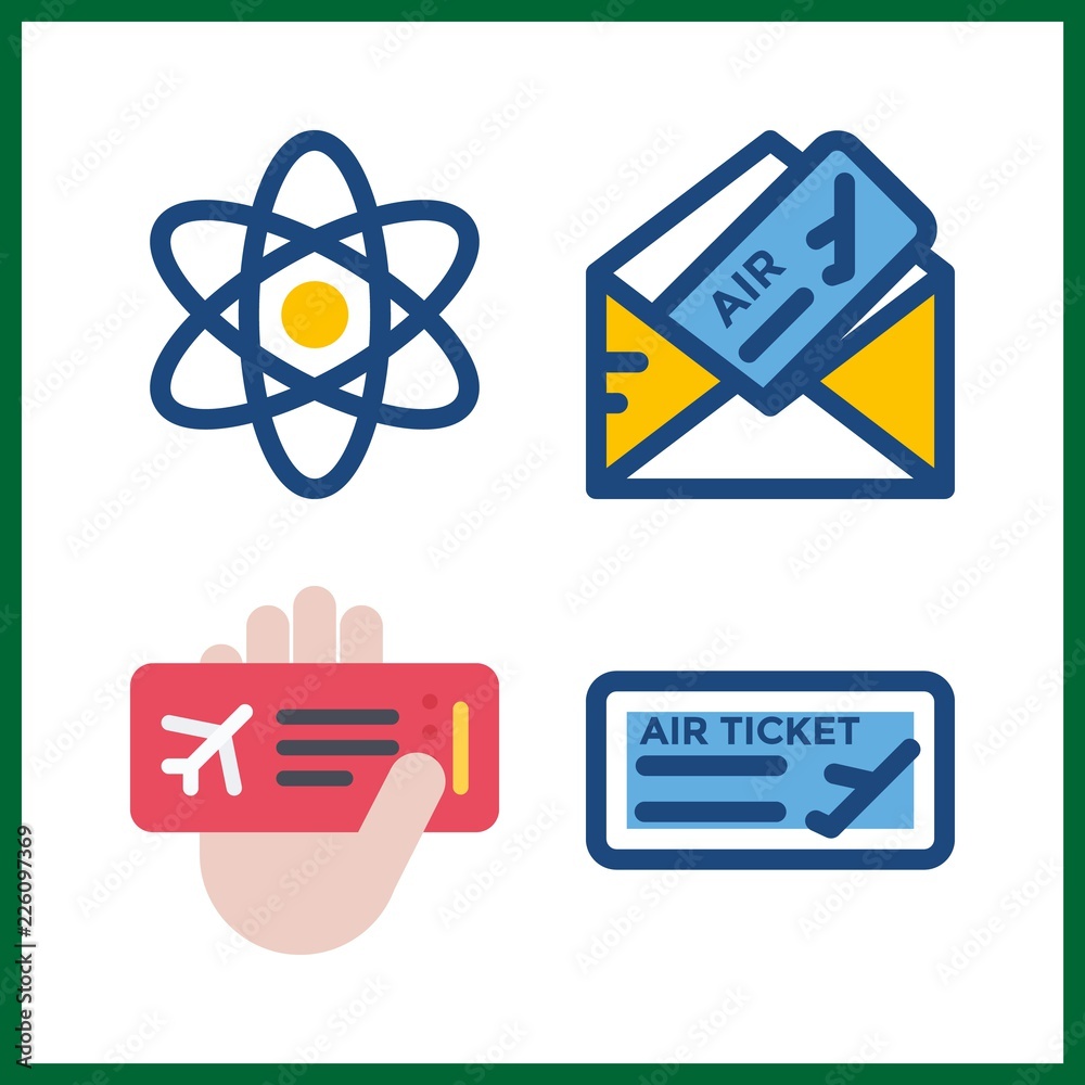 class icon. physics and plane ticket vector icons in class set. Use ...