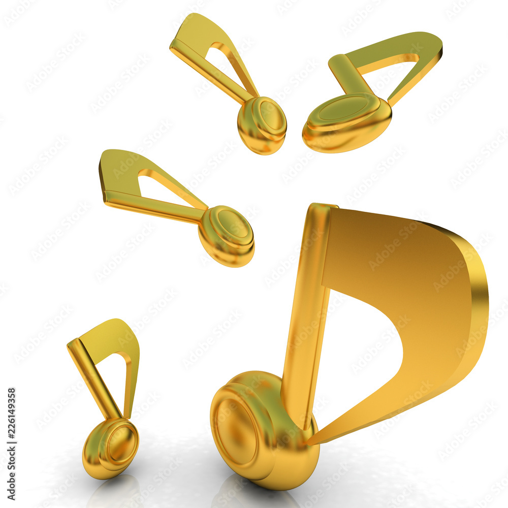 Gold music notes. 3d render Stock Illustration | Adobe Stock