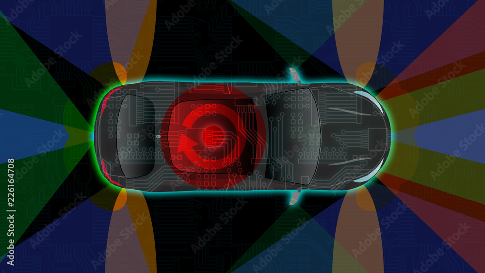 adi80 AutonomousDrivingIllustration - light red lidar: (light detection ...