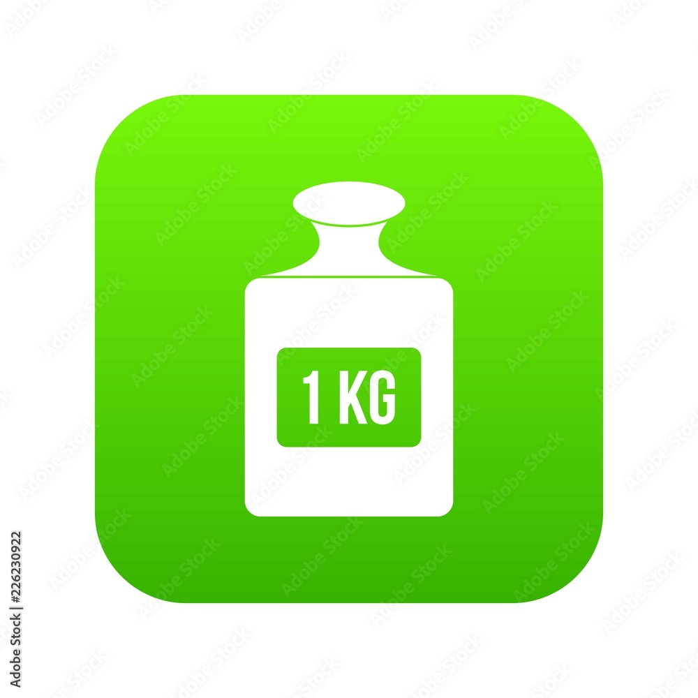 One kilogram weight icon digital green for any design isolated on white ...