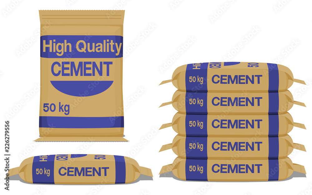 Cement bag front and side view on transparent background Stock Vector ...