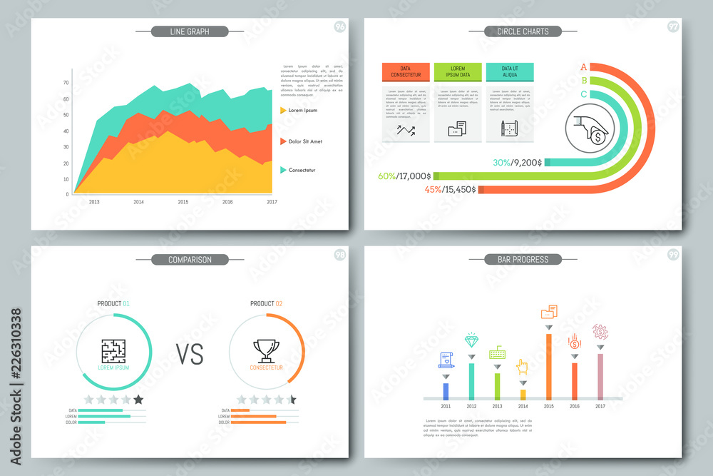 Minimal infographic brochure template. Pages with comparison diagram ...